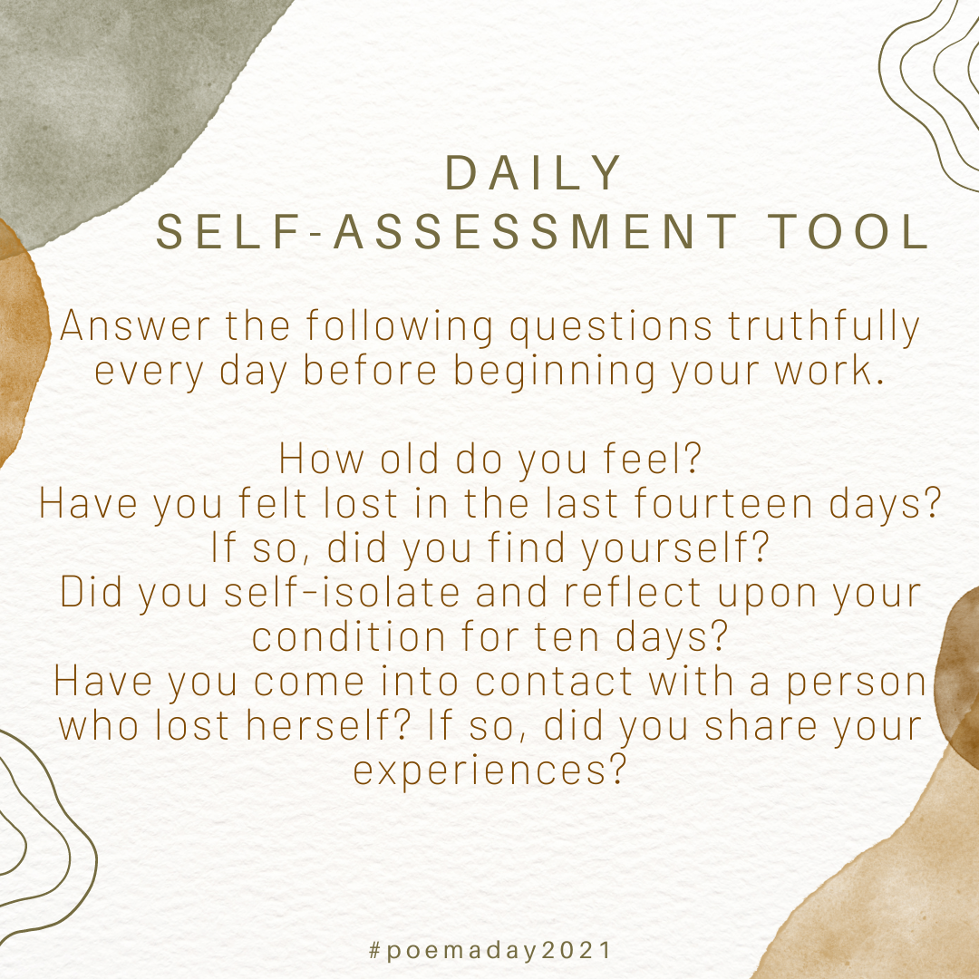 Poem 250 – Daily Self-Assessment Tool – VANESSA SHIELDS