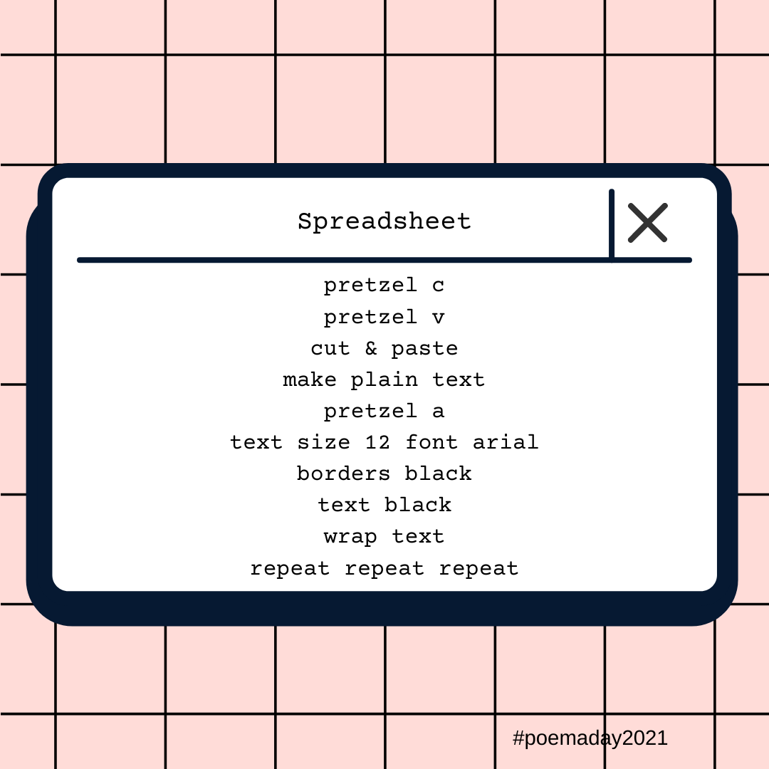 Poem #257 – Spreadsheet – VANESSA SHIELDS