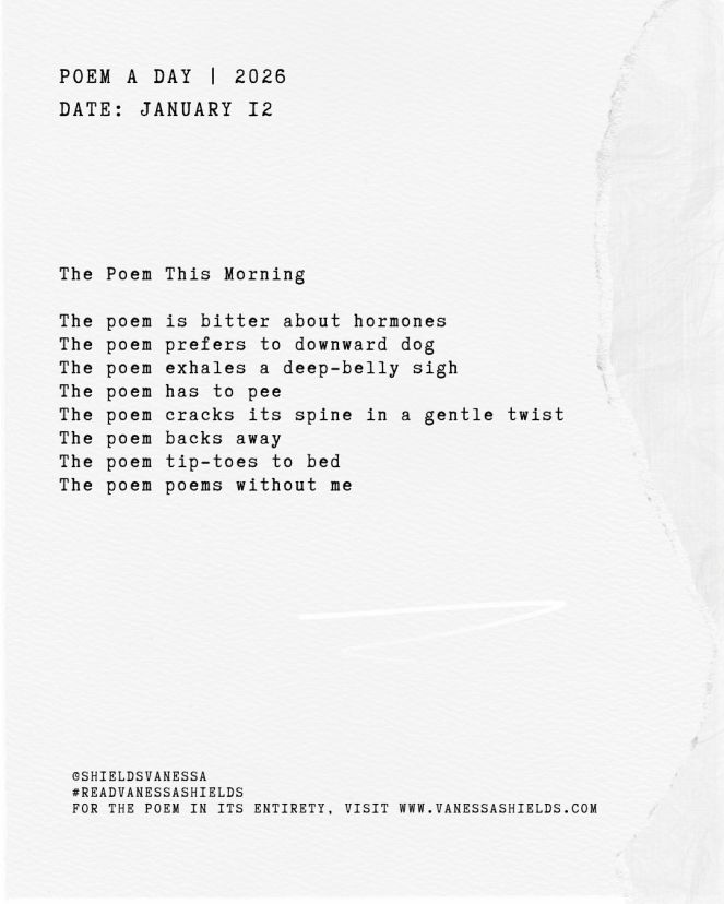 POEM A DAY – January 12 – VANESSA SHIELDS