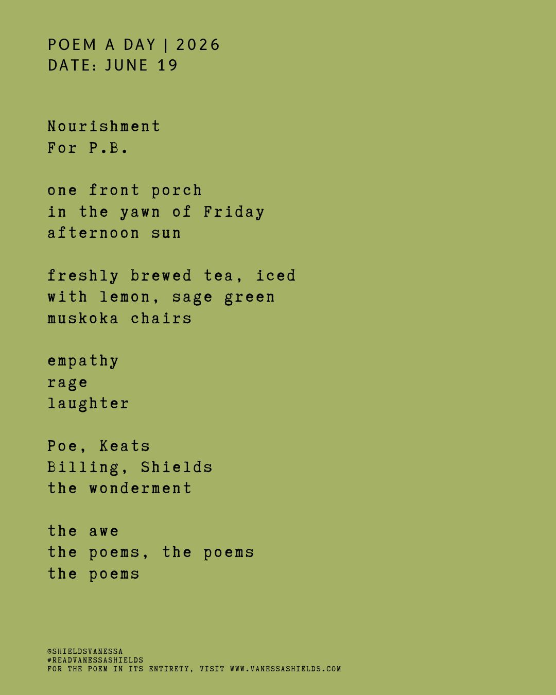 POEM A DAY – June 19 – VANESSA SHIELDS